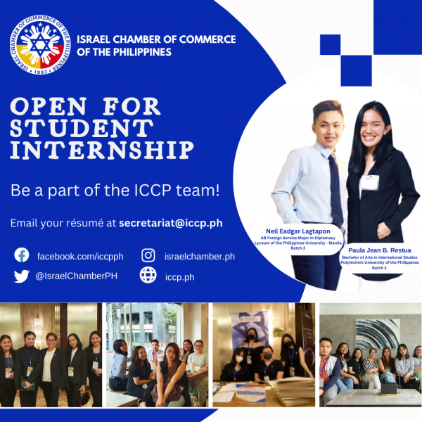 Student Internship - ICCP - Israel Chamber of Commerce of the Philippines
